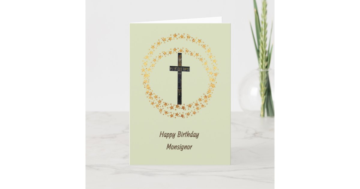 Birthday Card for Monsignor with Cross | Zazzle
