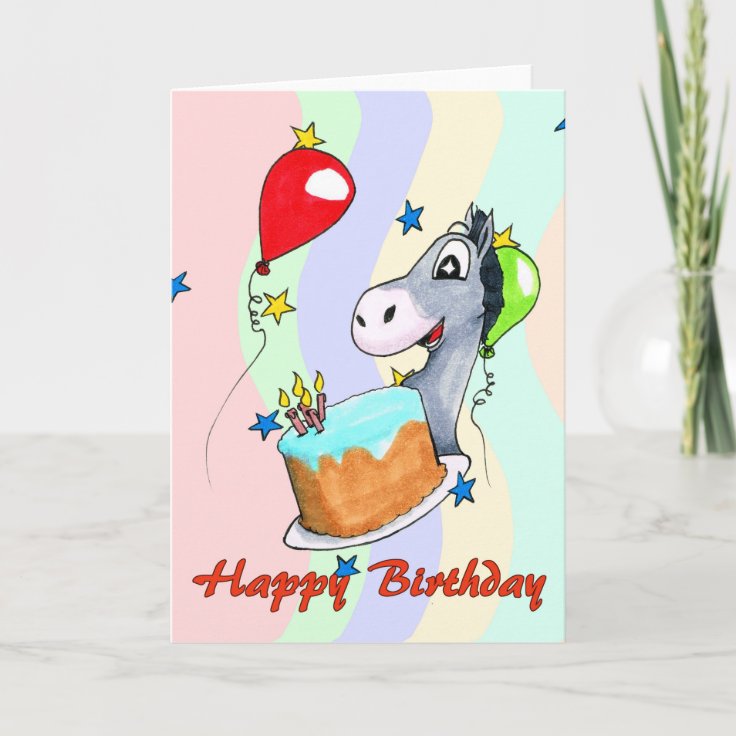 Birthday Card - Happy Donkey | Zazzle