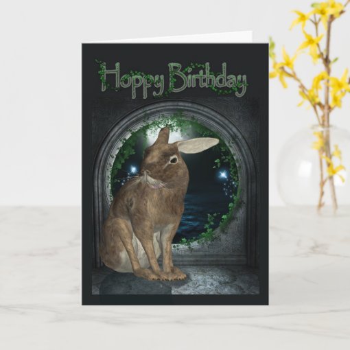 Birthday Card - Hoppy Birthday With Rabbit | Zazzle