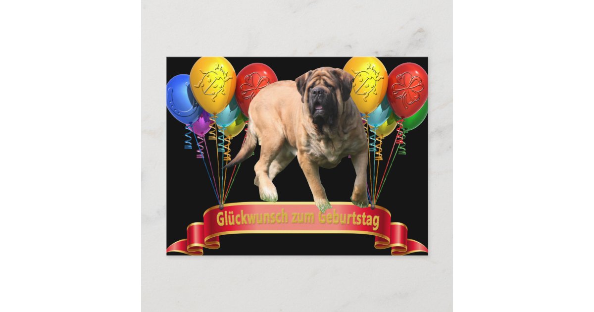 Birthday Card Mastiff Postcard | Zazzle
