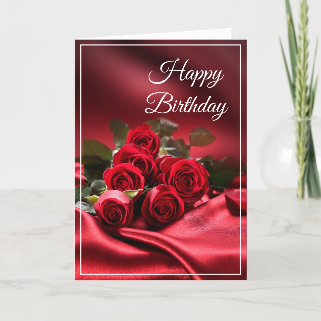 Birthday Card -Red Roses | Zazzle