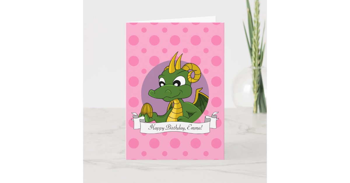 Birthday Card with Cartoon dragon | Zazzle