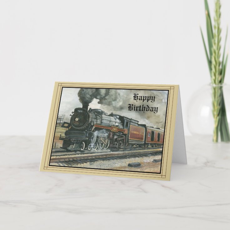 Birthday Card with Train | Zazzle