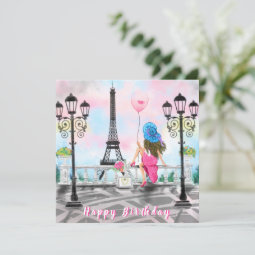 Birthday Card Woman In Paris Your QR Code Wish | Zazzle