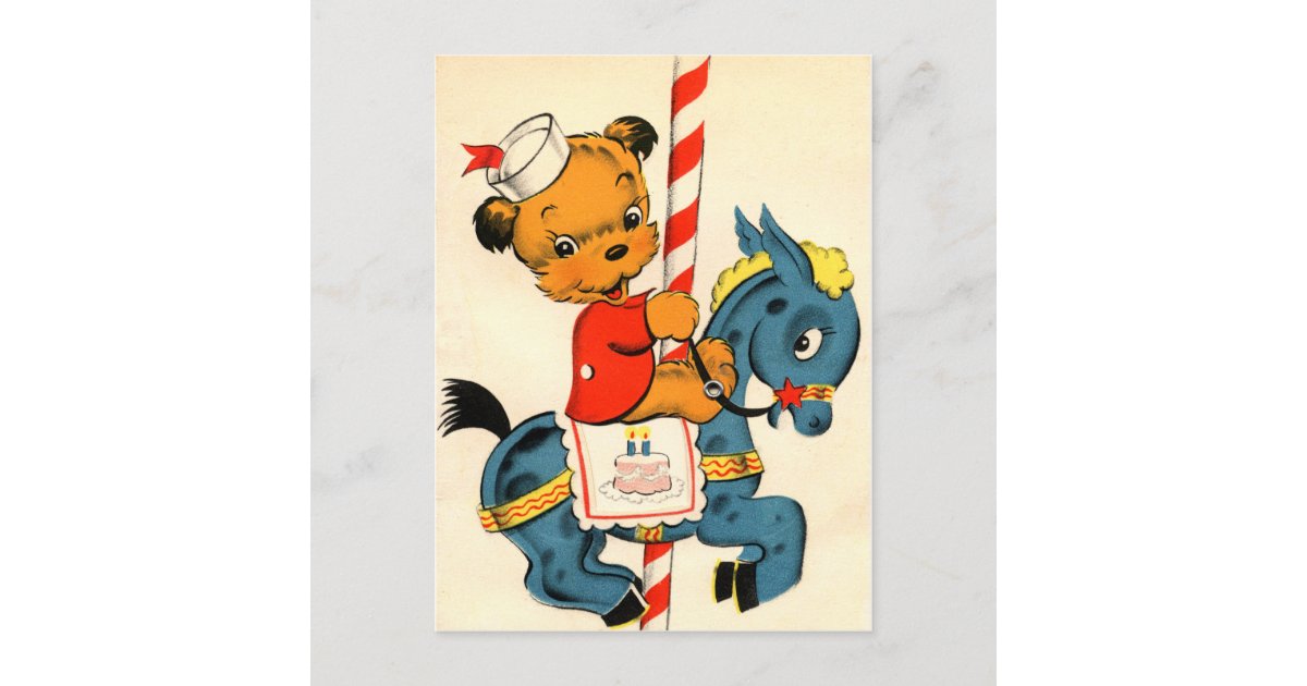 Birthday Carousel Postcard | Zazzle