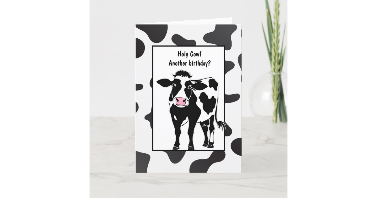 Birthday Cartoon Cow Card | Zazzle