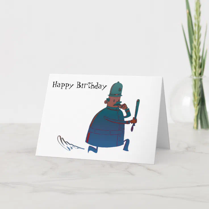 Birthday Cartoon Policeman Greeting Card | Zazzle