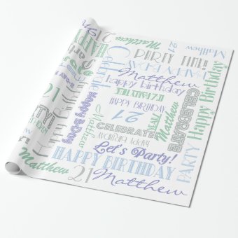 Birthday Celebration! Cool Custome NAME and AGE Wrapping Paper | Zazzle