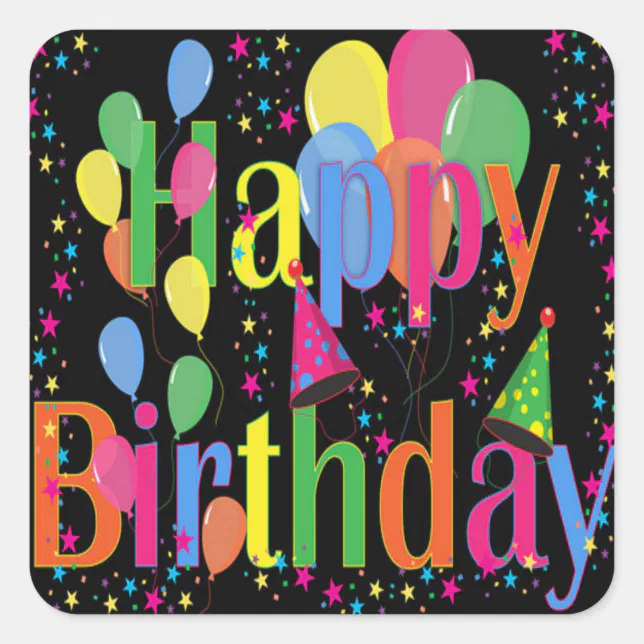birthday-celebration square sticker | Zazzle