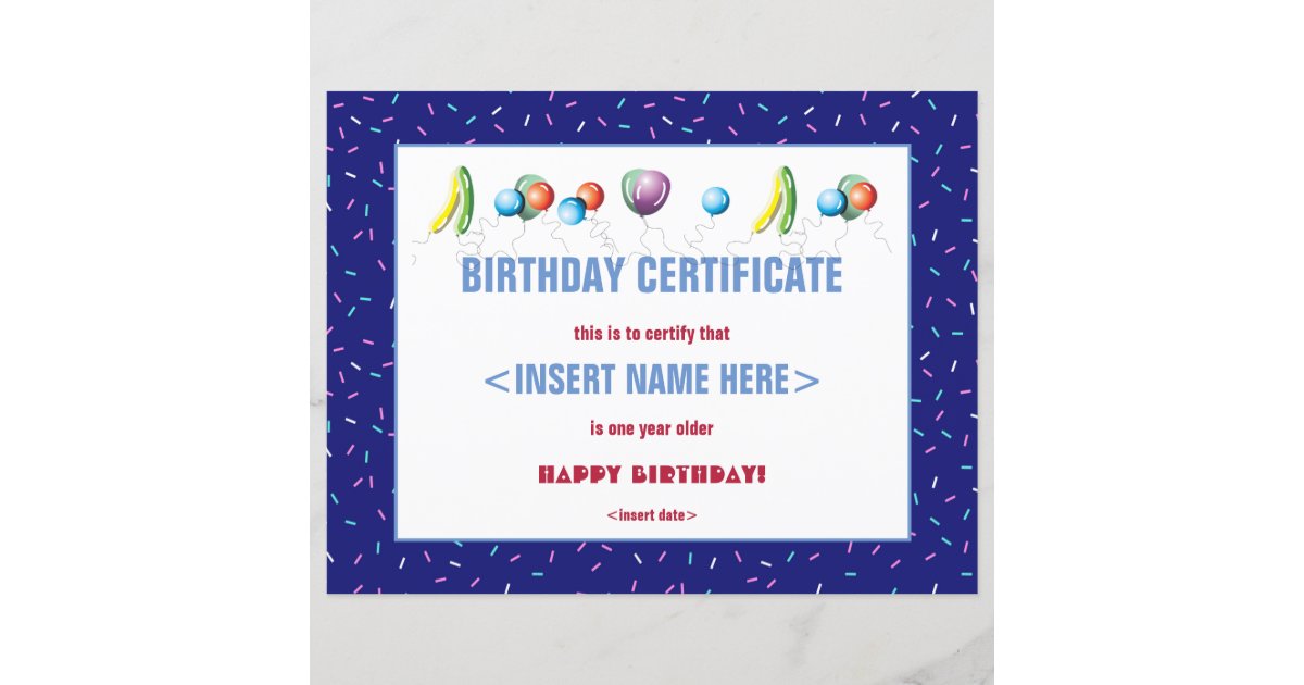 Birthday Certificate | Zazzle