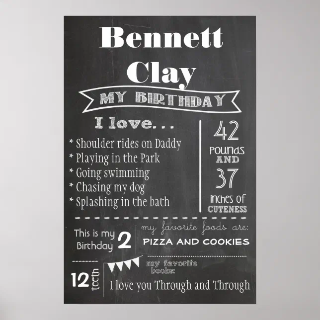 Birthday Chalkboard Poster | Zazzle