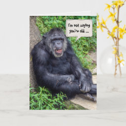 birthday chimpanzee with grin card | Zazzle