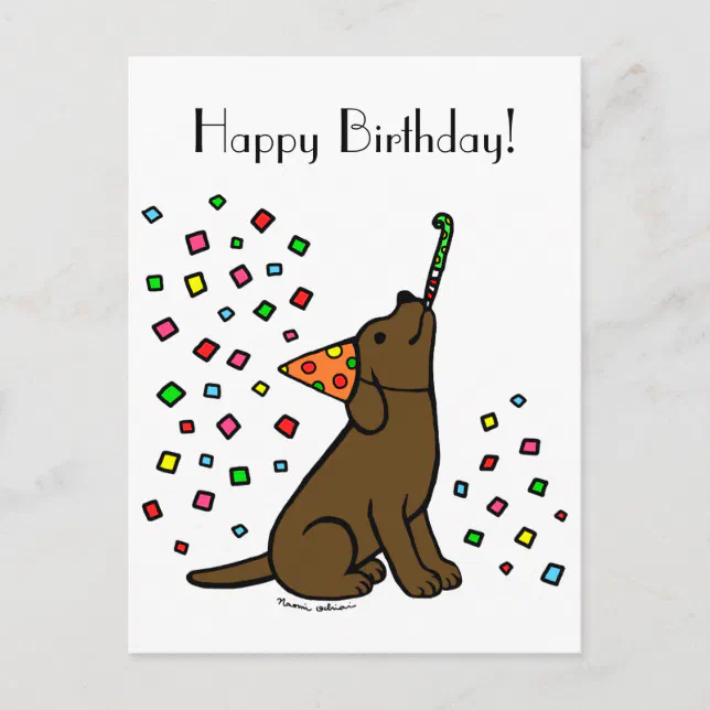 Birthday Chocolate Labrador Cartoon Postcard | Zazzle
