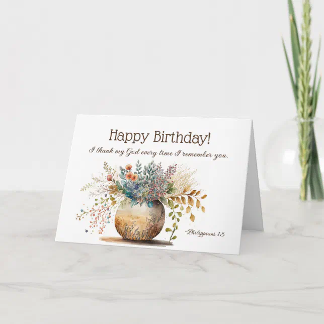 Birthday Christian Bible Verse Elegant Floral Card | Zazzle