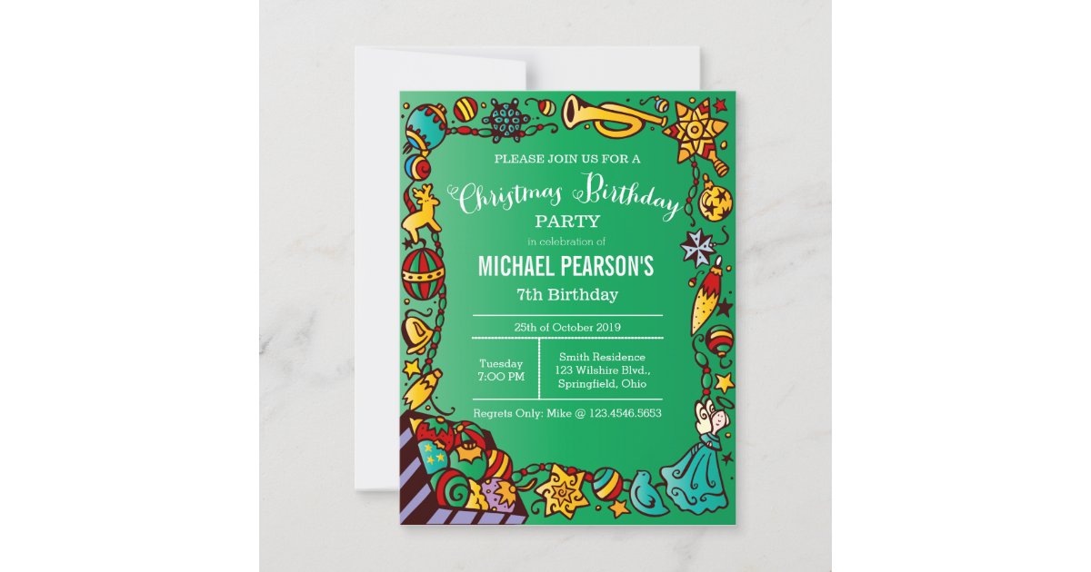 Birthday Christmas Theme Party Invitation Zazzle