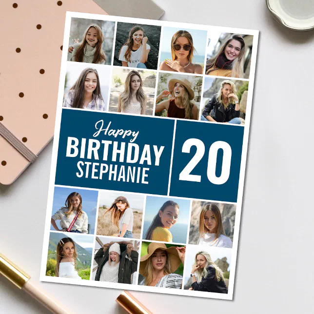 Birthday Collage | Photo Any Age Custom Greeting Card | Zazzle