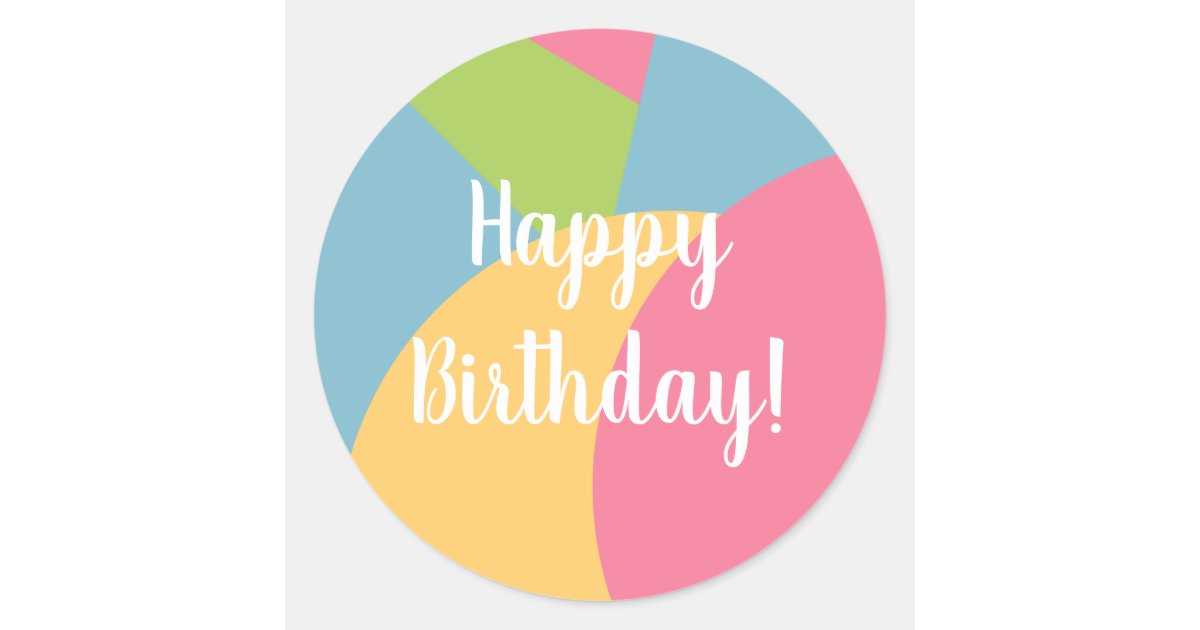 Birthday Colorful Pastels Happy Birthday Classic Round Sticker | Zazzle