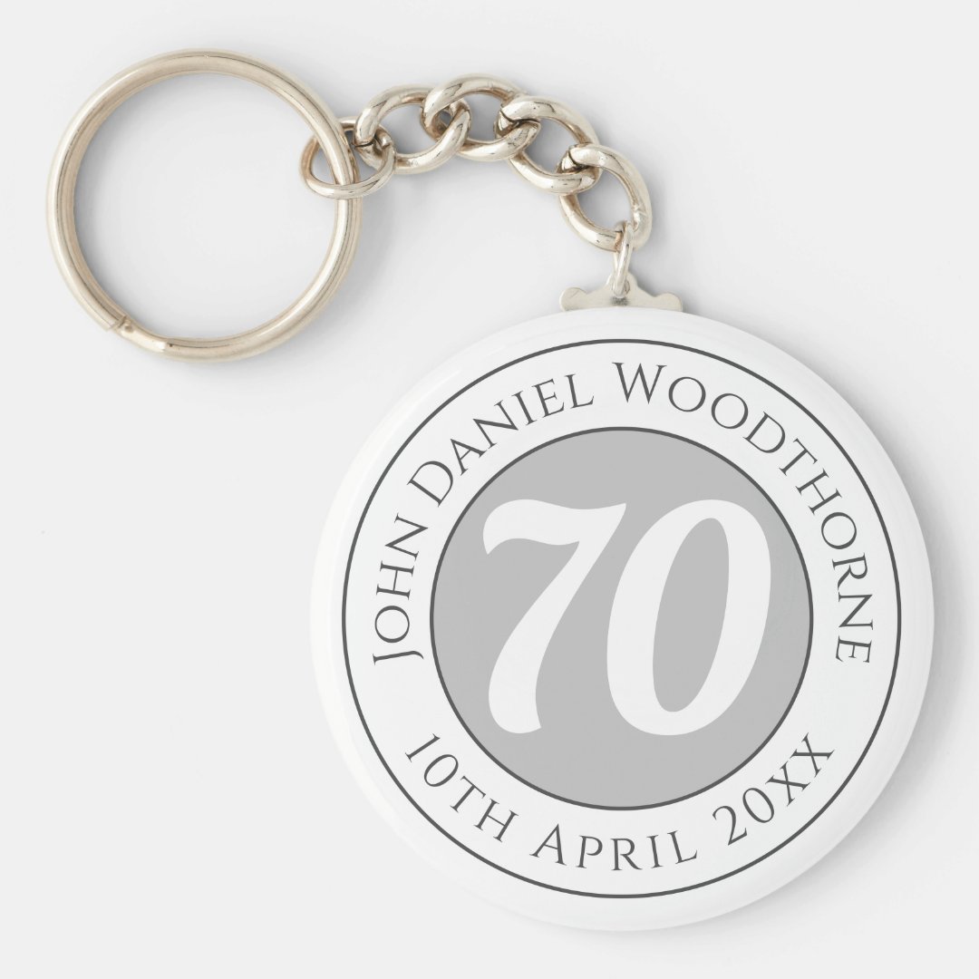 Birthday Commemoration with Name, Age, & Date Keychain | Zazzle
