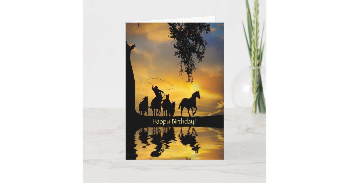 Birthday Country Western Cowboy Happy Trails Card | Zazzle