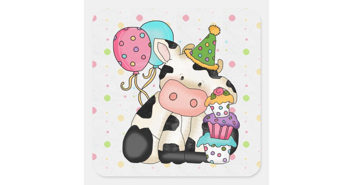 Birthday Cow Sticker | Zazzle