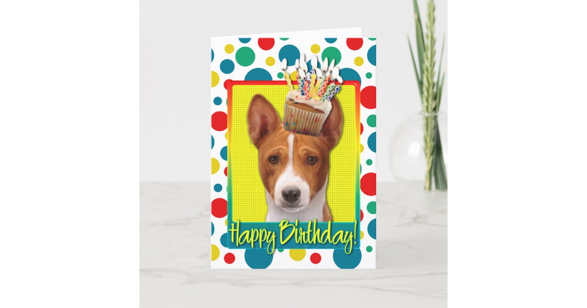 Birthday Cupcake - Basenji Card | Zazzle