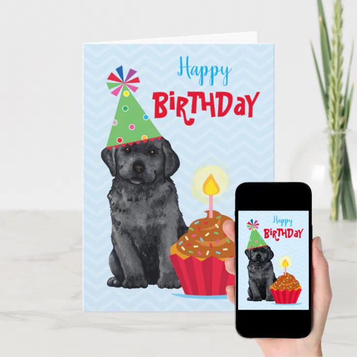 Birthday Cupcake Black Lab Card | Zazzle