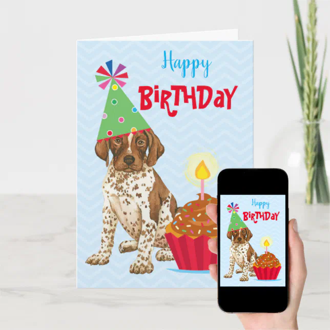 Birthday Cupcake German Shorthaired Pointer Card | Zazzle