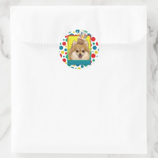 Birthday Cupcake - Pomeranian Classic Round Sticker | Zazzle