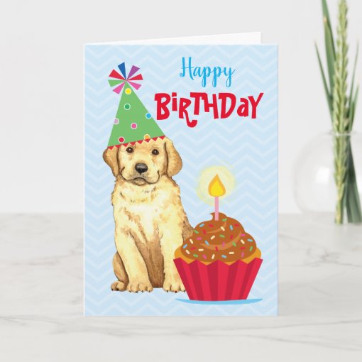 Birthday Cupcake Yellow Lab Card | Zazzle