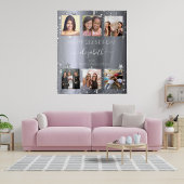 Birthday custom photo collage silver best friends tapestry | Zazzle