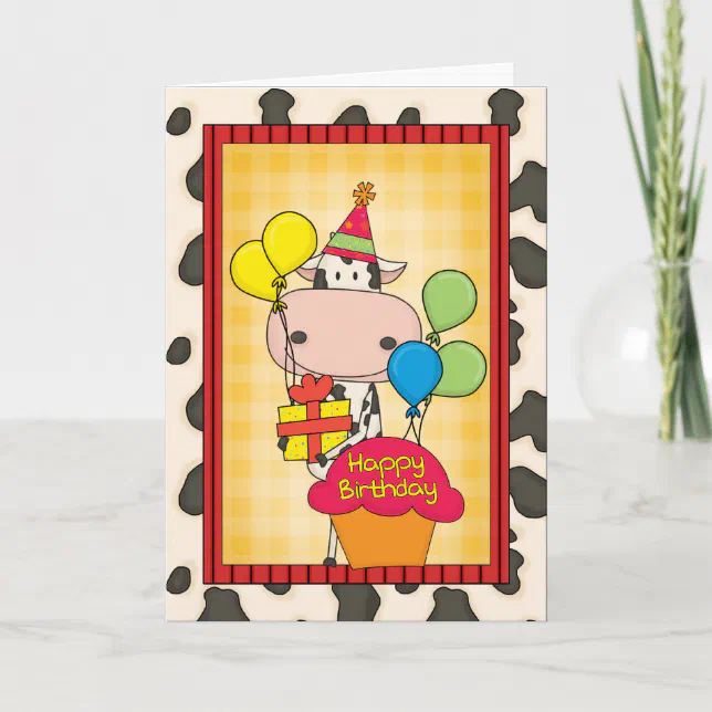 Birthday Dairy Cow Card | Zazzle