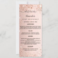 Birthday dinner menu rose gold sparkles card | Zazzle