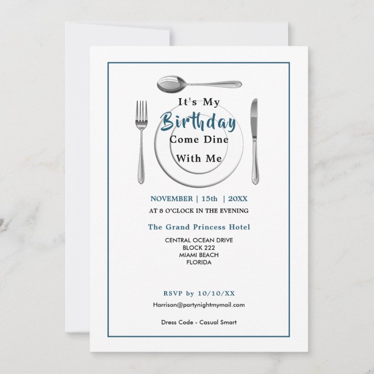Birthday Dinner Party Come Dine With Me Invitation | Zazzle