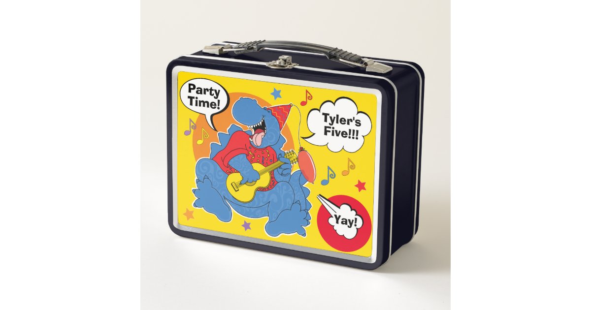 Birthday Dinosaur Metal Lunch Box | Zazzle