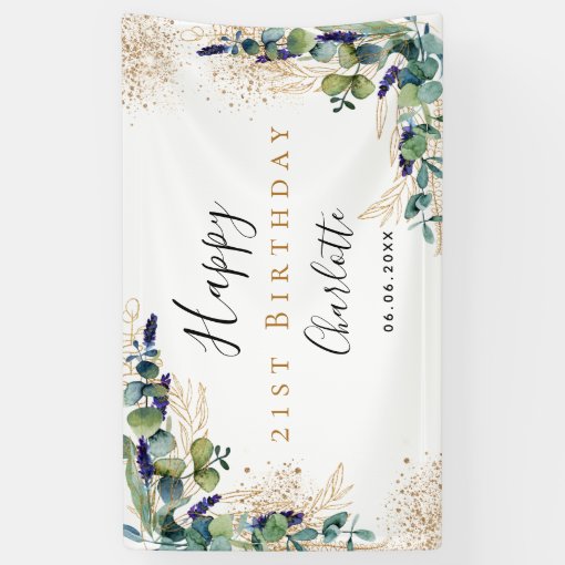 Birthday eucalyptus greenery modern welcome banner | Zazzle