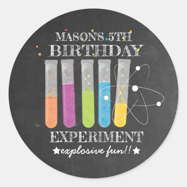 Birthday Experiment Science Birthday Classic Round Sticker | Zazzle