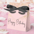 Birthday Eyelashes with Gold Glitter Favor Boxes | Zazzle