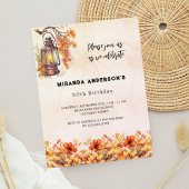 Birthday fall florals orange vintage invitation postcard | Zazzle