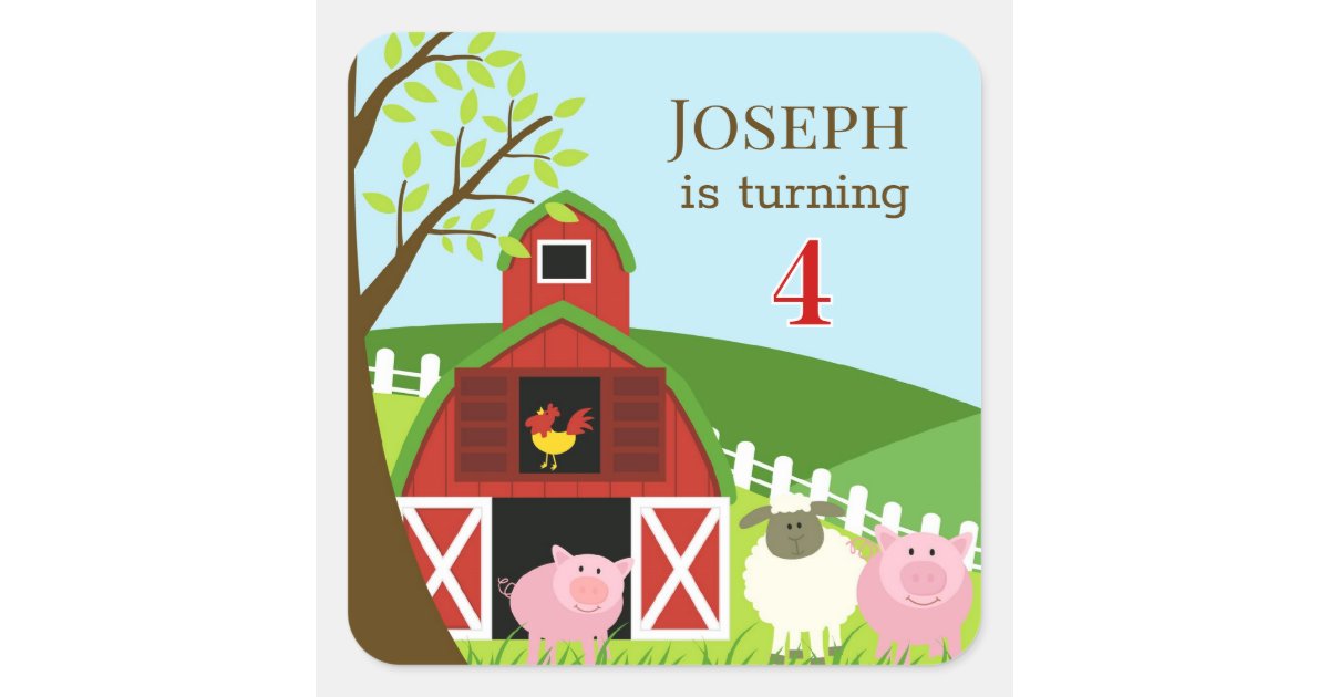 Birthday Farm Animals Age Sticker | Zazzle