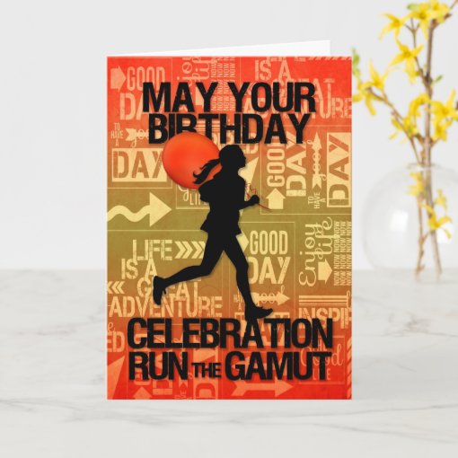 Birthday Female Runner Sport Theme Card | Zazzle