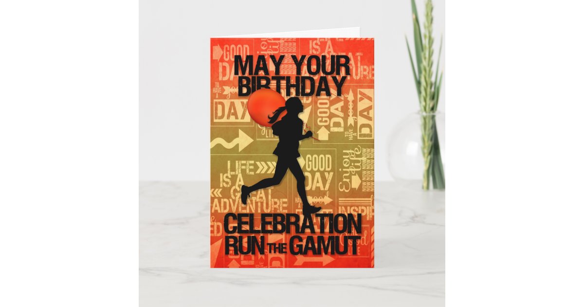 Birthday Female Runner Sport Theme Card | Zazzle