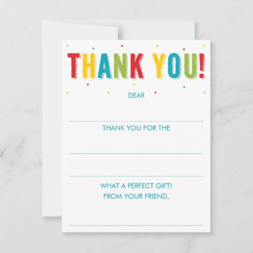 Birthday Fill In The Blank Rainbow Thank You Note Card | Zazzle