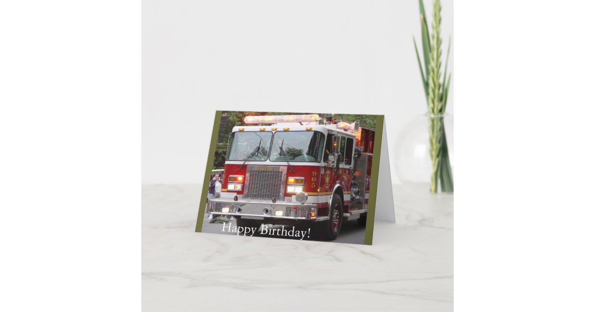 Birthday Fire Engine Card | Zazzle