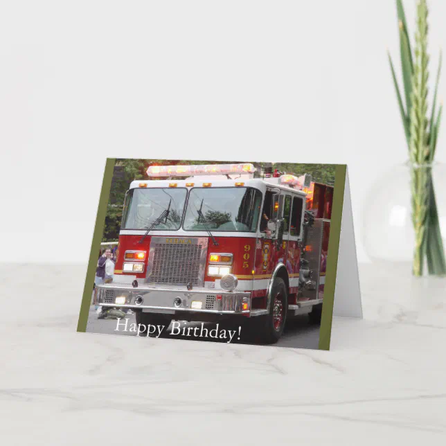 Birthday Fire Engine Card | Zazzle