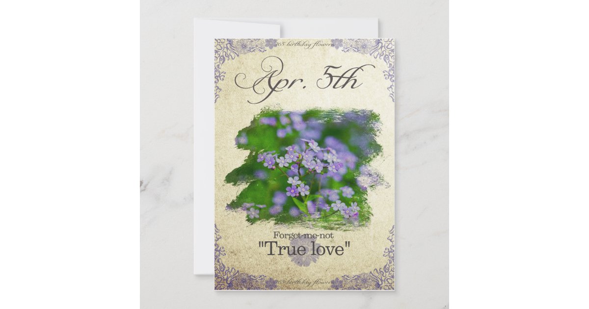 Birthday flowers on April 5th "Forget-me-not" Card | Zazzle