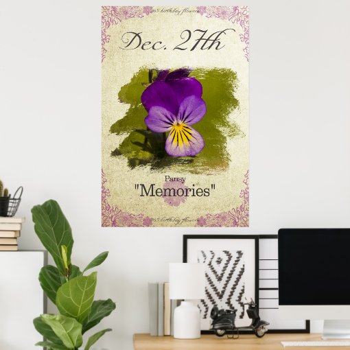 Birthday flowers on December 27th "Pansy" Poster | Zazzle