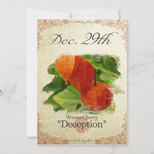 Birthday flowers on December 29th "Winter Cherry" Card | Zazzle