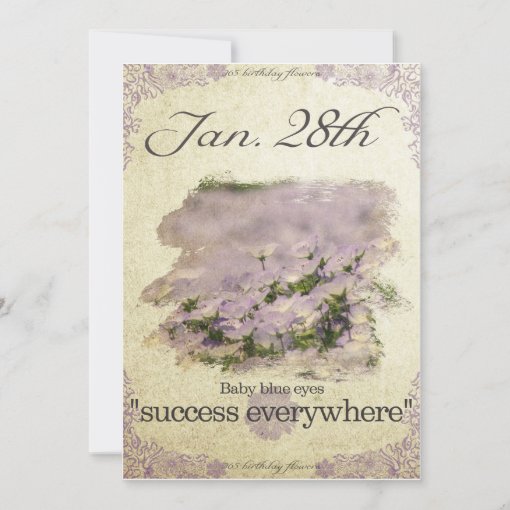 Birthday flowers on January 28th "Baby blue eyes" Card | Zazzle