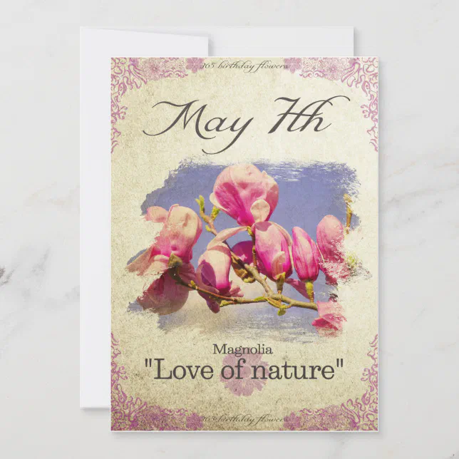 Birthday flowers on May 7th "Magnolia" Card | Zazzle