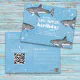 Birthday Fun Whimsical Sharks QR Code Social Media Postcard | Zazzle
